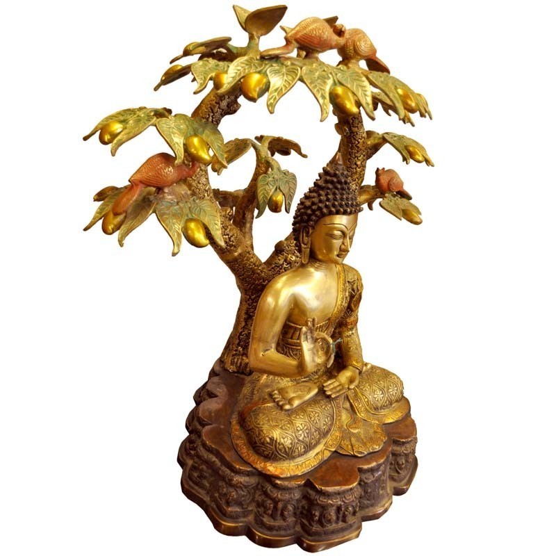 Buddha Under The Tree In Multi Color Brass statue