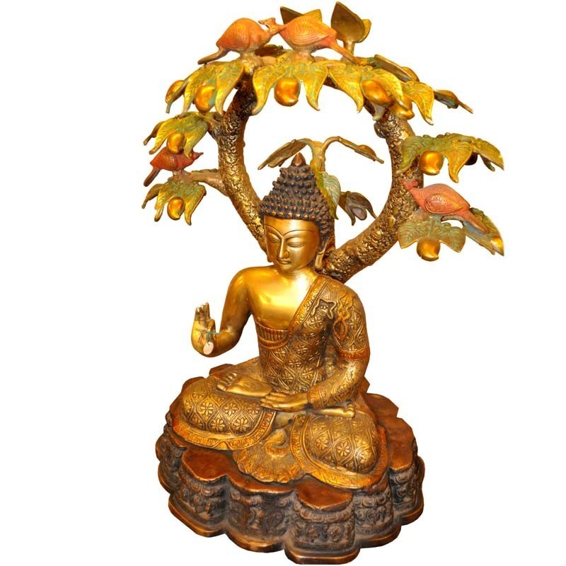 Buddha Under The Tree In Multi Color Brass statue