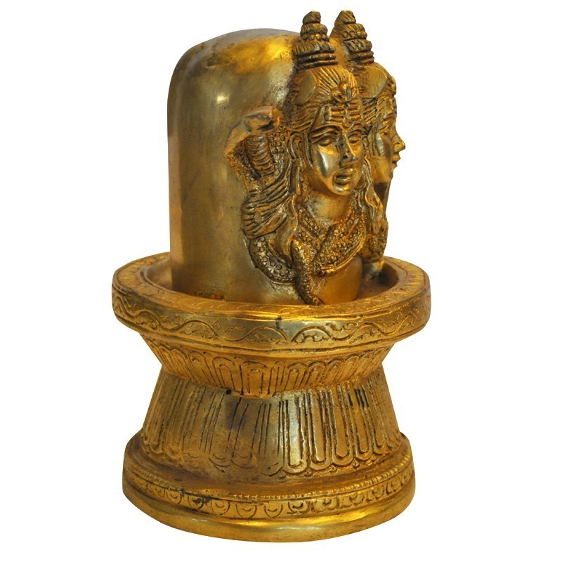 Shivalinga with 3 Face Shiva Brass Idol