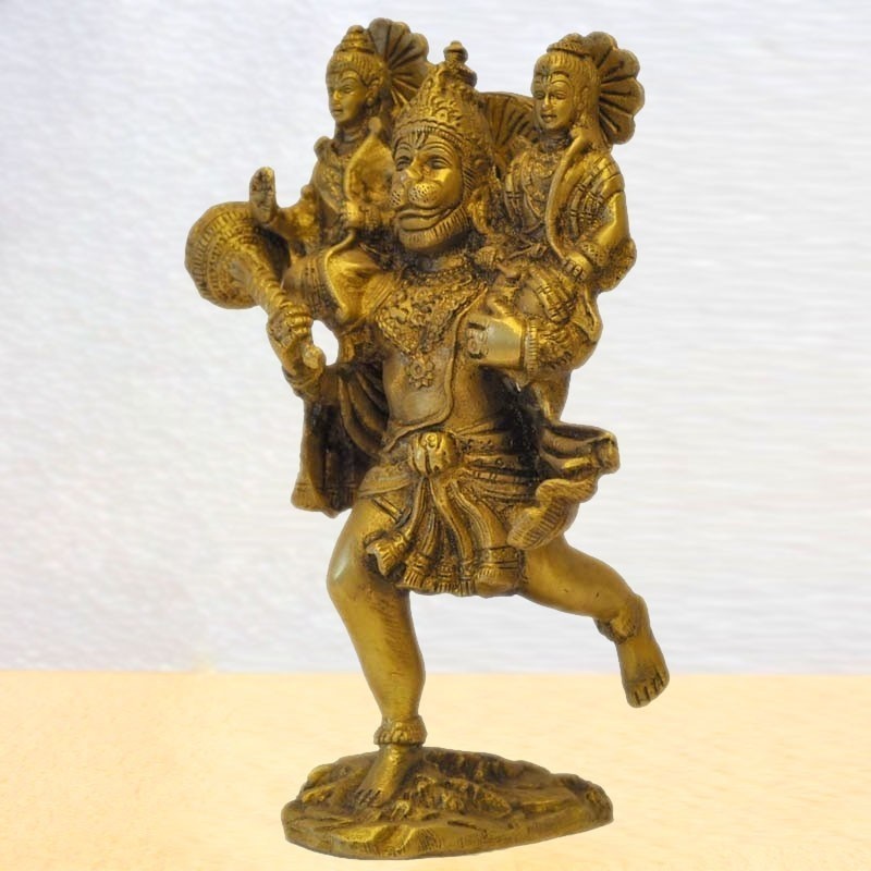 Lord Hanuman with Ram Lakshman brass Statue