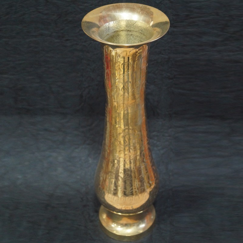 Narrow opening brass flower vase